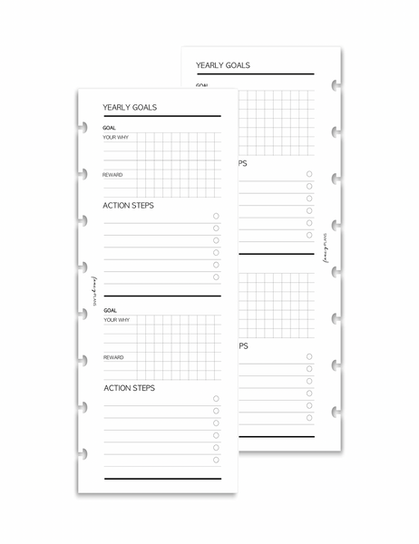 Yearly Goals and Action Plan | Half Sheet – Fancy Plans Co