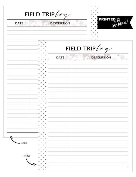 Field Trip Log Fill Paper – Fancy Plans Co