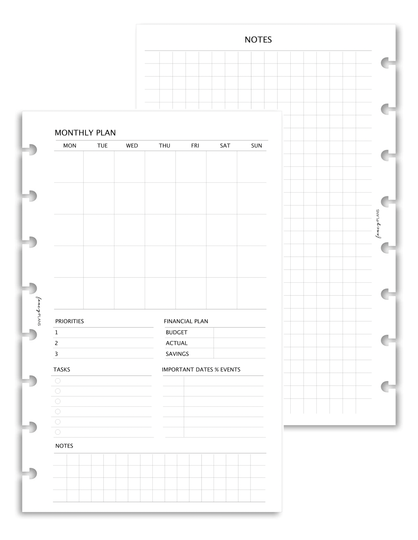 Monthly Plan Inserts – Fancy Plans Co