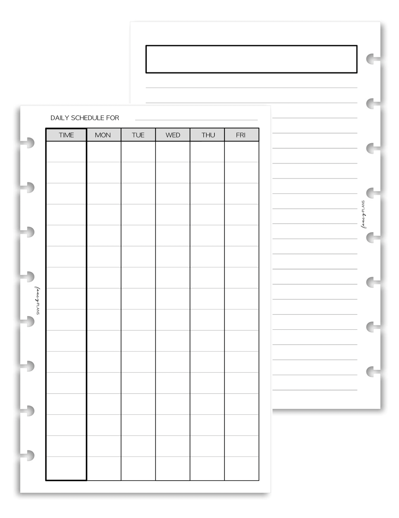 Daily Schedule M-F | Digital Download – Fancy Plans Co