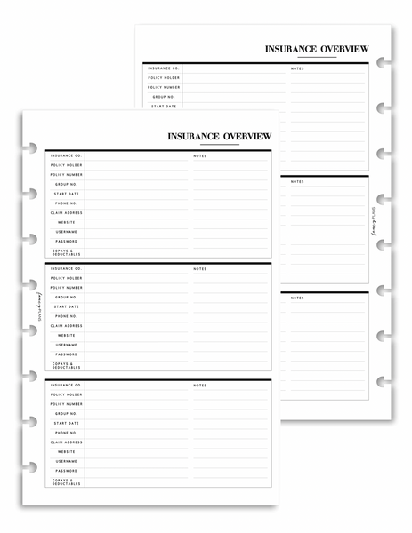Planner Inserts | Insurance Overview – Fancy Plans Co