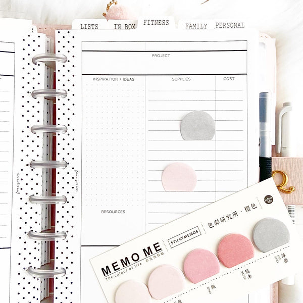 1 Set Small Half Circle PINKS AND GRAY Sticky Notes – Fancy Plans Co