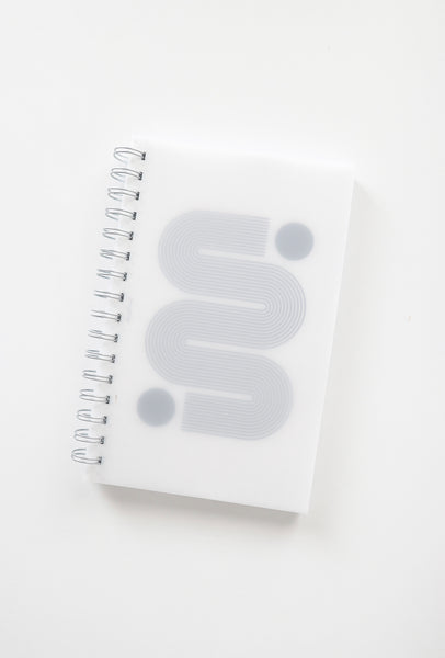 Coiled Notebook | Modern Abstract Curves and Dots | CLEAR COVER – Fancy ...