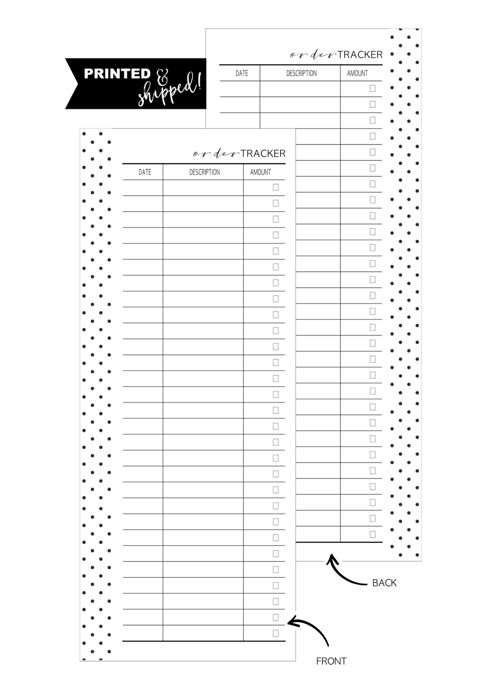 Half Sheet Order Tracker Fill Paper A5 + Half Letter – Fancy Plans Co