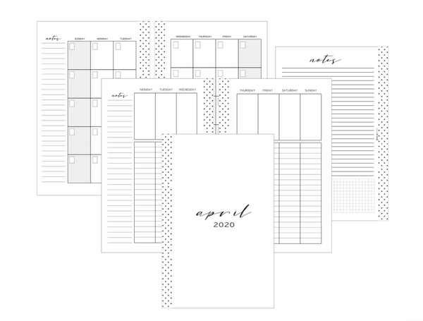 Vertical Lined Planner Inserts MONDAY START [One Month] – Fancy Plans Co