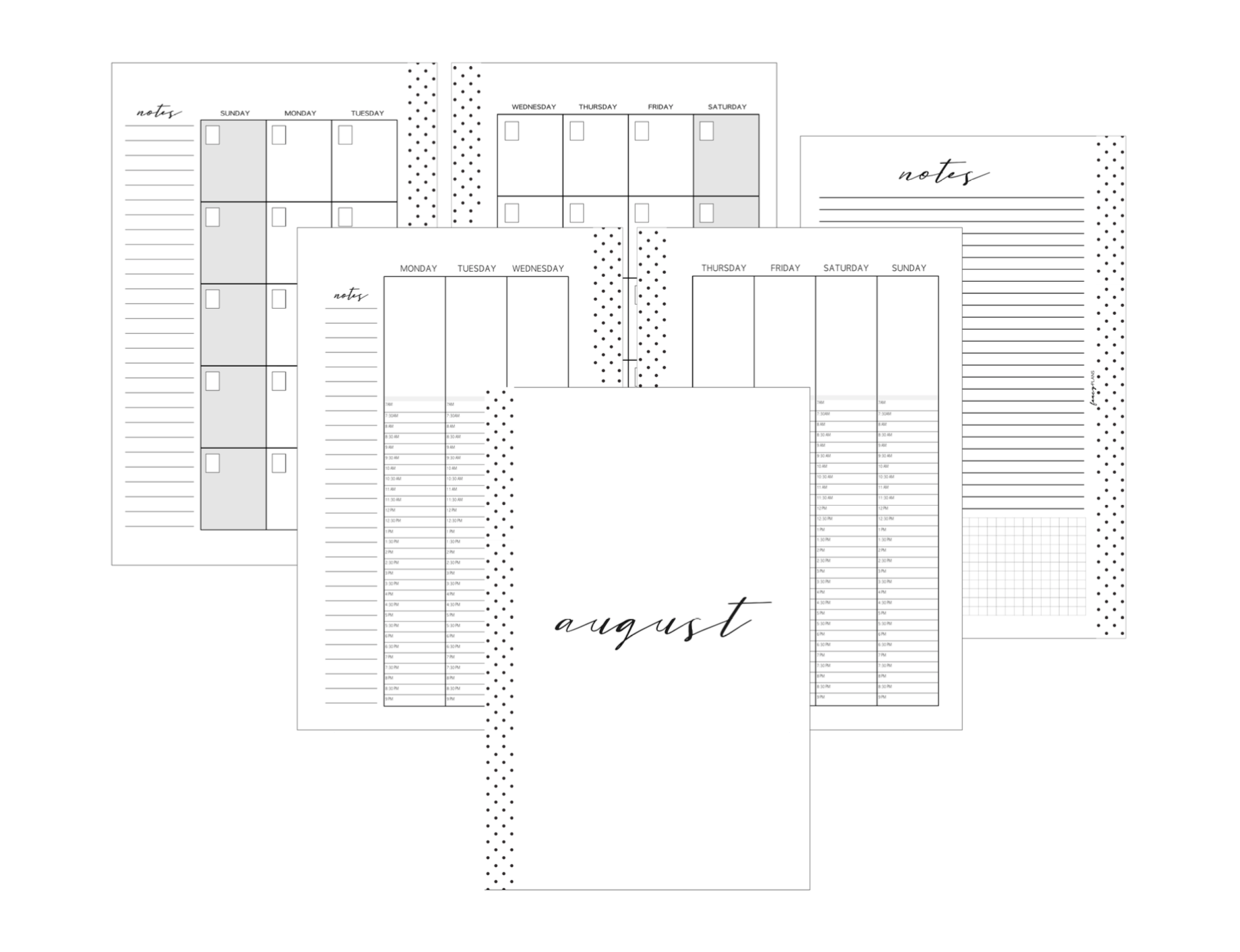 Vertical Hourly Planner Inserts MONDAY START [One Month] – Fancy Plans Co