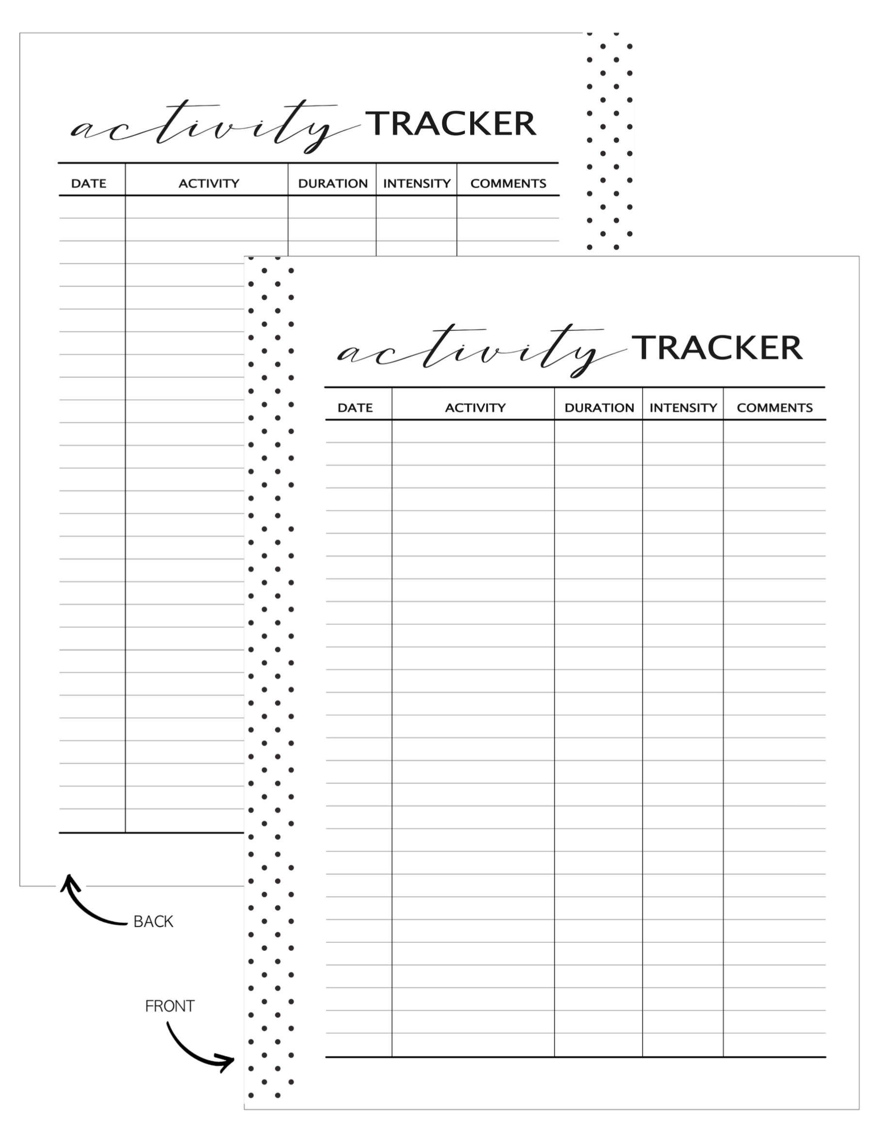 Activity Tracker Fill Paper Inserts – Fancy Plans Co