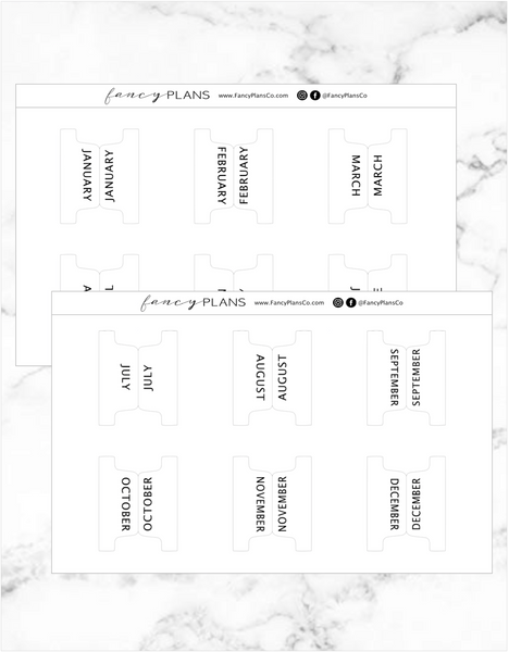 Fold Over Calendar Months Divider Tabs | SIMPLE FONT | LEGACY – Fancy ...