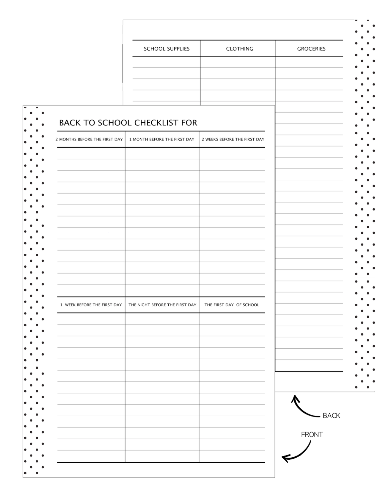 Classic HP Back To School Checklist Fill Paper Inserts – Fancy Plans Co
