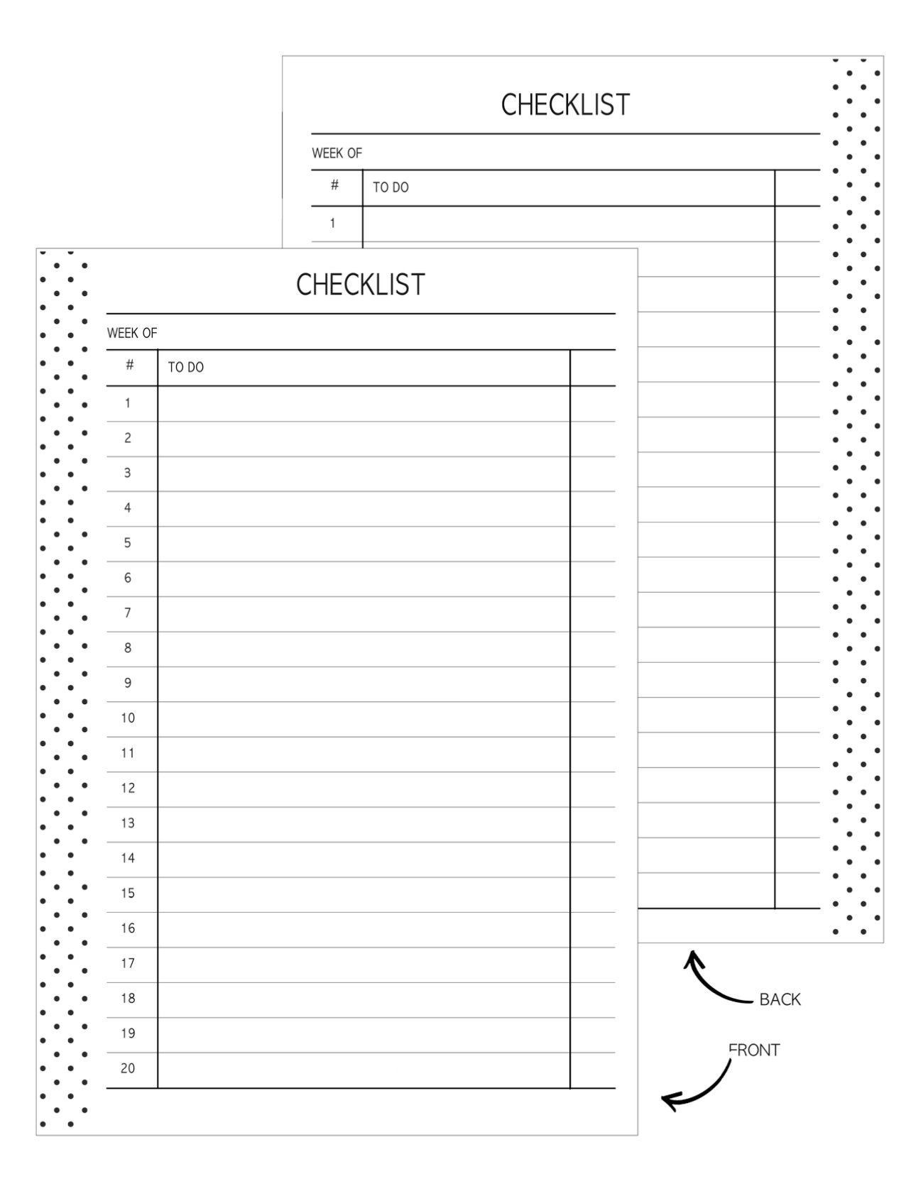 Checklist Fill Paper Inserts – Fancy Plans Co