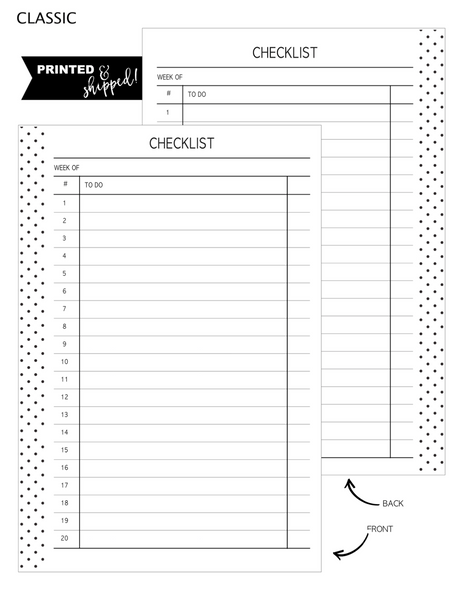 Checklist Fill Paper – Fancy Plans Co