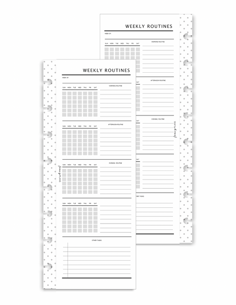 Weekly Routine Half Sheet Fill Paper Inserts – Fancy Plans Co