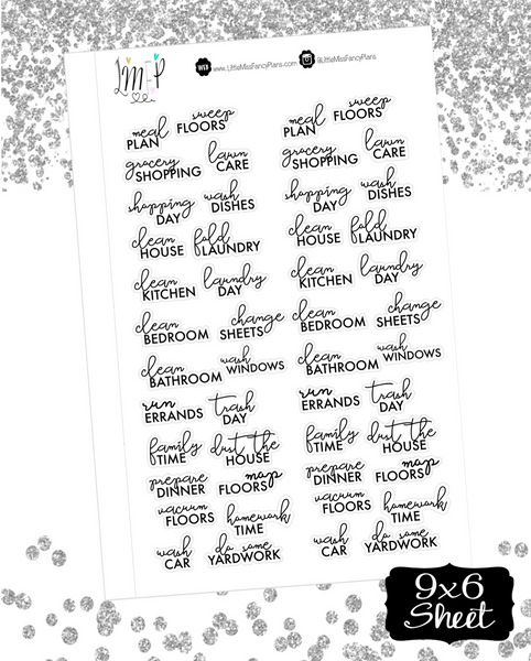 SMALL Household Script Wording Stickers – Fancy Plans Co