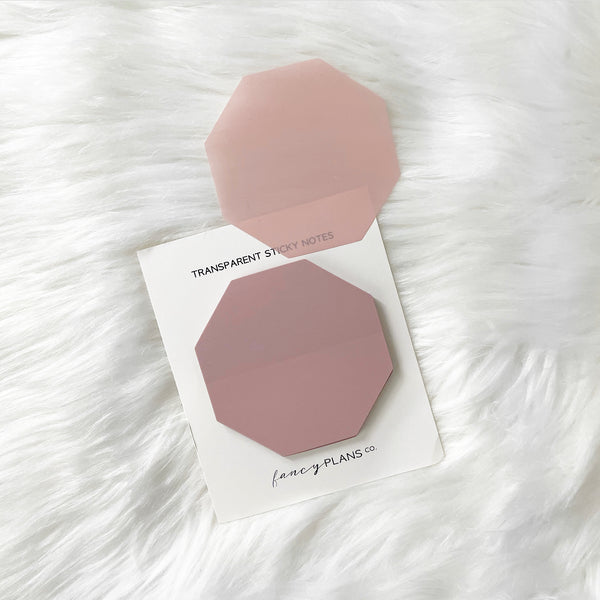 Octagon Transparent Sticky Note | Light Rose – Fancy Plans Co