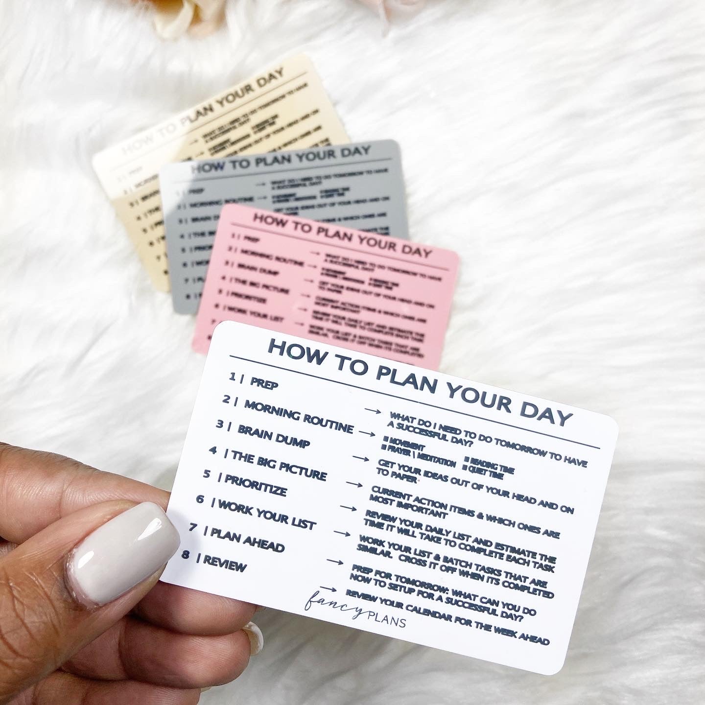 Plastic Inspiration Card | How To Plan Your Day – Fancy Plans Co